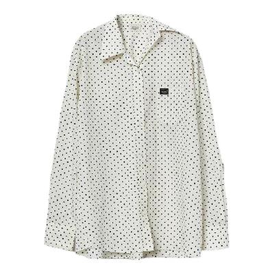 不规则斜领波点廓形衬衫