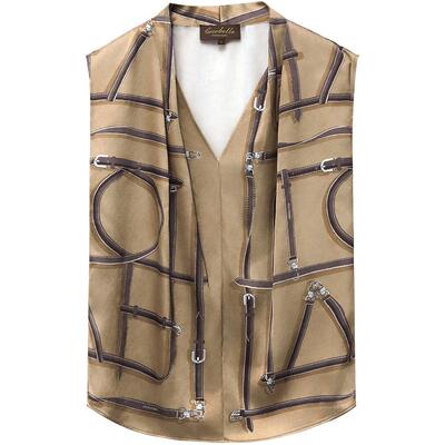 COCOBELLA重磅缎面印花无袖衬衫