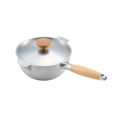 吉川日本进口不锈钢雪平锅木柄