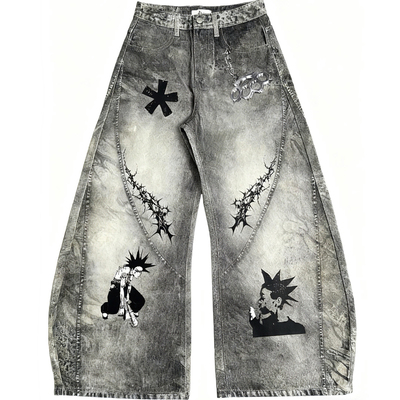 原创小众亚文化牛仔长裤