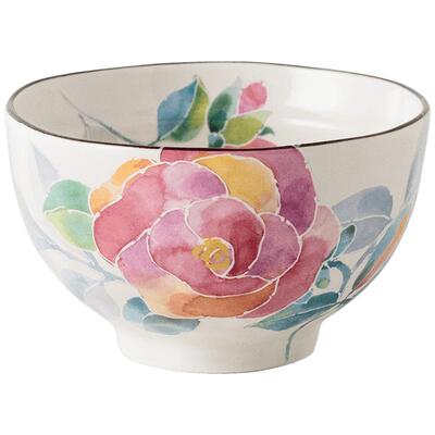 同合日本进口ceramic蓝美浓烧繁花饭碗日式可爱清新家用分餐汤碗