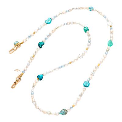 天然珍珠斜挎链条可背手机壳链