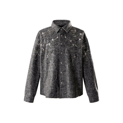 TBHNP曙光辉月手缝雕花毛呢衬衫