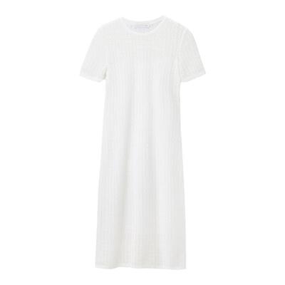 OVV春夏热卖女装长绒棉H型包臀镂空假两件修身短袖针织裙