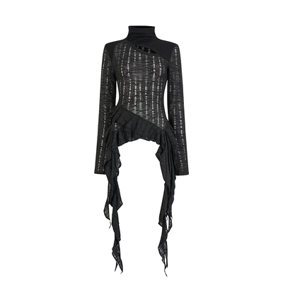 设计感不规则荷叶边针织衫