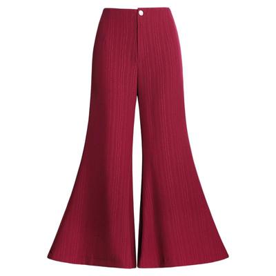 雪纺鱼尾裤春夏新款坠感大喇叭阔腿裤女九分高腰女式裙裤长款甩裤