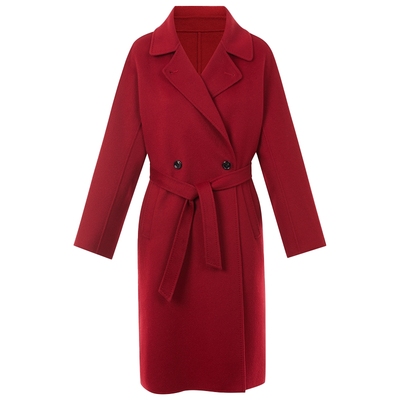【新年战袍】LANCY/朗姿2024年冬新款纯羊毛大红色毛呢外套女大衣