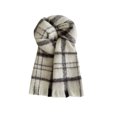 米白色格子围巾高级感围脖