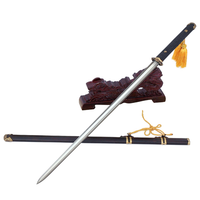 霜明唐剑手工锻打花纹钢非遗摆件