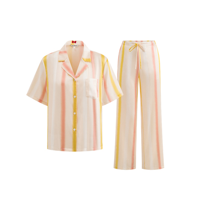 真丝睡衣套装情侣家居服短袖