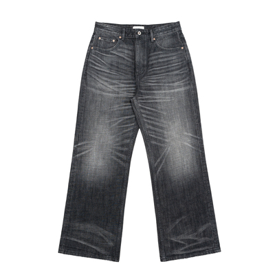 TBR 牛王系列09 黑魂牛王水洗暗黑色系宽松直筒牛仔裤