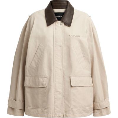 COACH/蔻驰奥莱女士涂蜡COUNTRY翻领夹克外套休闲复古