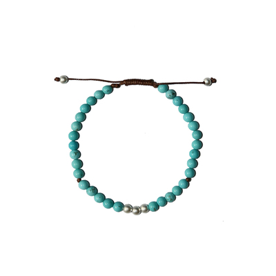 飒米925银绿松石红玛瑙菊花石天然石编织细手串小众可调节叠戴