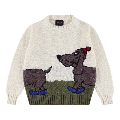 HOWLIN X LOOKNOW设计师品牌2025冬季新品棕色细条纹毛衣女