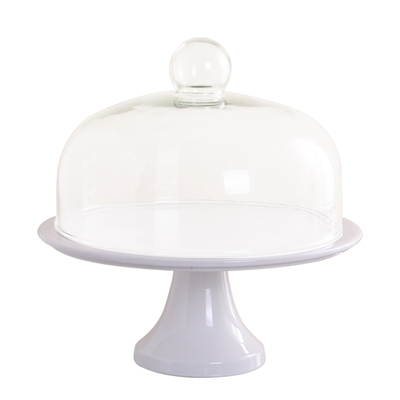 蛋糕托盘高脚面包展示玻璃罩带盖