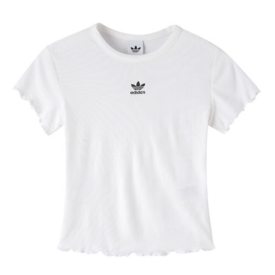 阿迪达斯白色短袖女装夏季新款圆领半袖上衣服短款运动T恤KE1107