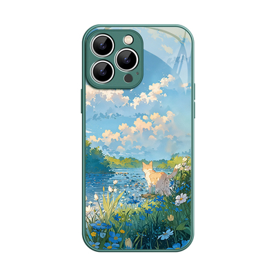 夏河~夏日清新猫咪高级感适用iPhone16promax手机壳新华为mate60小米15opporeno14苹果13一加ACE3红米k80玻璃