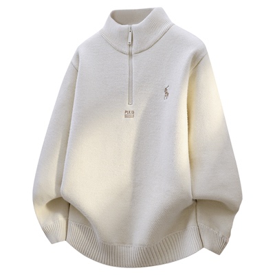 半拉链立领毛衣男生秋冬季新款加绒加厚保暖青少年打底针织衫男装