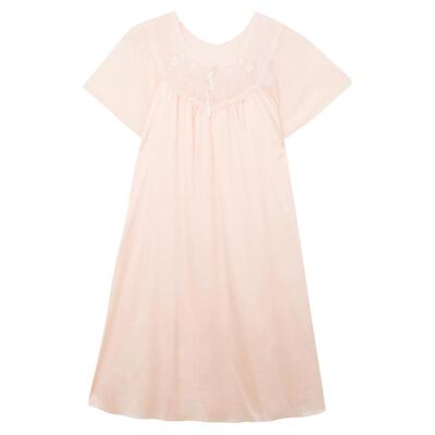 纯色镶花边女睡裙罗丝美桑蚕丝夏