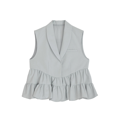 AMERI荷叶边短款马甲