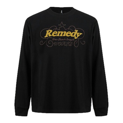 Remedy 国潮秋季字母刺绣宽松圆领打底衫美式潮牌情侣长袖T恤男女