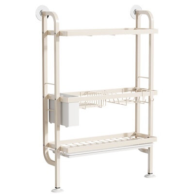 尔沫厨房碗碟盘收纳架置物架水槽窄边沥水碗架免打孔多层碗盘架子