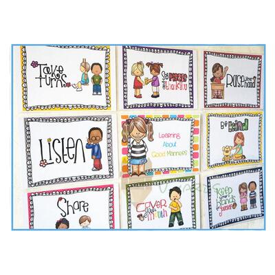 幼儿园早教礼貌英文海报装饰塑封