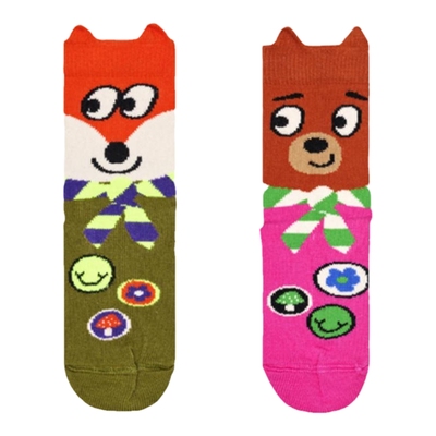 HappySocks潮牌童袜秋季款多巴胺小熊童子军棉袜中筒袜儿童防滑袜