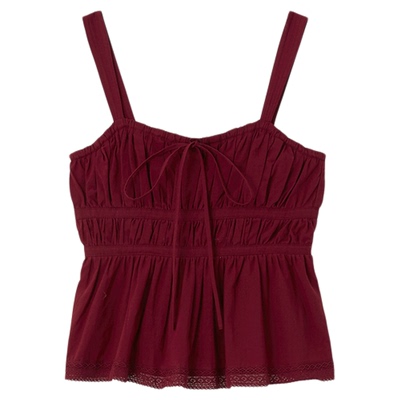 SNIDEL2025秋冬新品甜美纯色系带抹胸吊带背心衬衫上衣SWFB254035