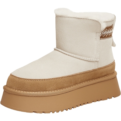 TATA他她雪地靴冬季新款时尚毛毛女鞋加绒厚底棉鞋保暖靴WDX39DD4