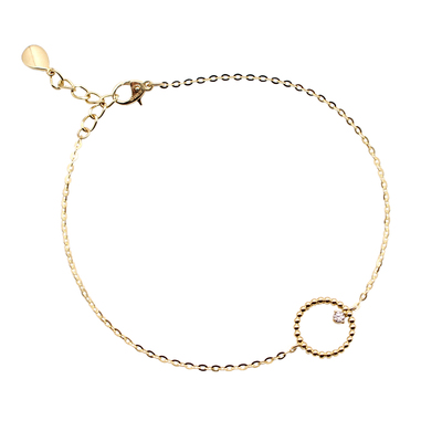 彩金锆石镶嵌K金手链小圆圈女