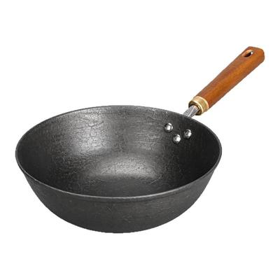 梁氏父子古法手工龟纹铸铁小炒锅无涂层铁锅生铁锅家用不易粘锅