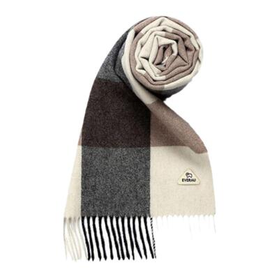 澳大利亚直邮EVERAU羊毛围巾女冬季保暖英伦格子经典格纹披肩围脖