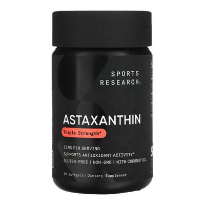 Sports Research虾青素软凝胶三倍浓度皮肤自由基眼睛关节大脑