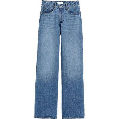 H&M高腰简约阔腿牛仔裤