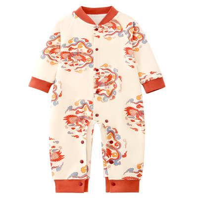 龙喜年国风纯棉宝宝连体衣服