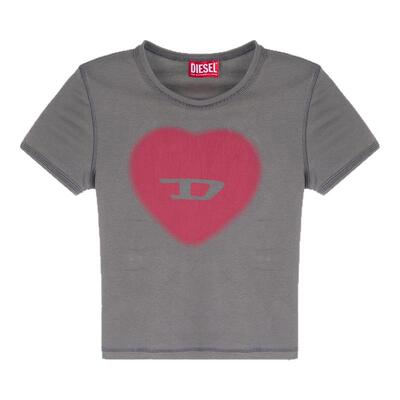 DIESEL 春夏新款女士潮流爱心图案圆领短袖T恤银泰百货 301574