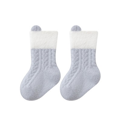 婴儿袜子冬加厚加绒保暖0到3个月小月龄保暖宝宝中筒袜a类不勒腿