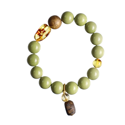谷雨｜天然水晶手链牛油果绿阿拉善玛瑙手串花珀奇楠沉香手链小众