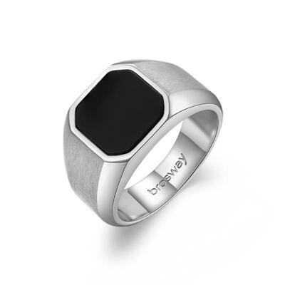 brosway欧美时尚男士黑玛瑙戒指个性百搭小众ins高级感指环礼物