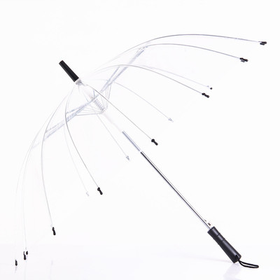 商务复古日式高清长柄透明雨伞
