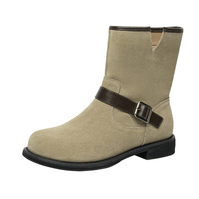 戈美其粗个英伦风绒面时装靴