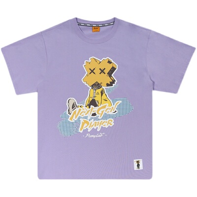 坐姿叉叉人短袖休闲涂鸦打底衫男