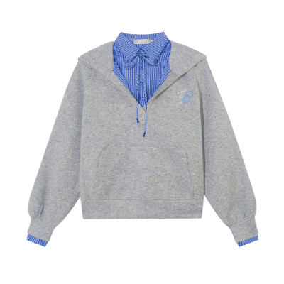 AsGony时尚套装格纹假两件运动