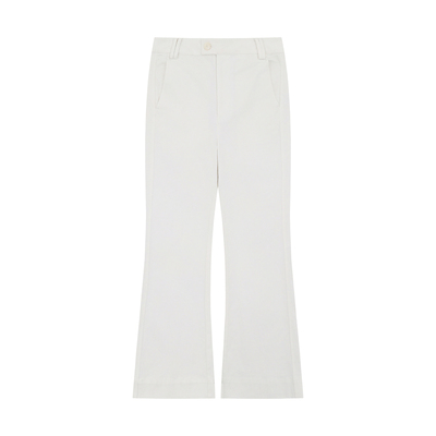 FIRSTFLOOR基础百搭复古夏季洗水棉松弛感修身微喇棉休闲8分裤女