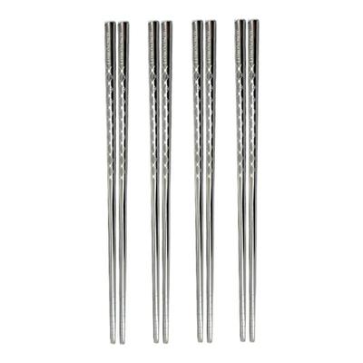 俄皇LOMONOSOV钴蓝网纹镜面系列高档不锈钢筷子四双装家用送礼