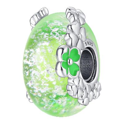 新款晶莹白羽夜光琉璃珠铜镀S925银串珠饰品手链跨境欧美热销礼物