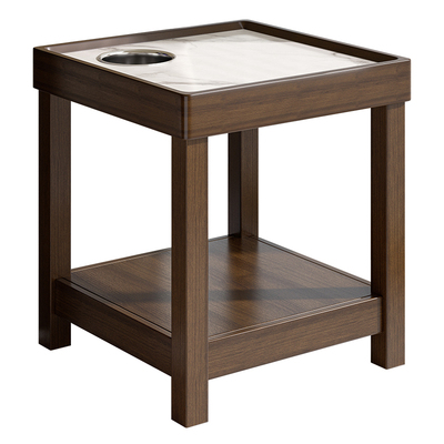 实木边几岩板麻将桌茶水架茶楼棋牌室专用小茶几双层置物架小桌子