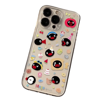 卡通动漫苹果iPhone手机壳透明全包可爱满屏企鹅保护套适用苹果17promax女生ip16新款15/14plus/13/12mini/11