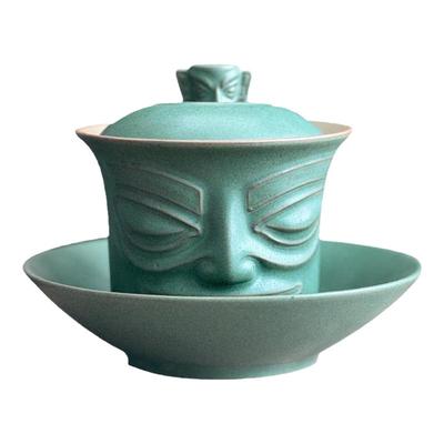 面具盖碗陶瓷三才泡茶碗礼盒装